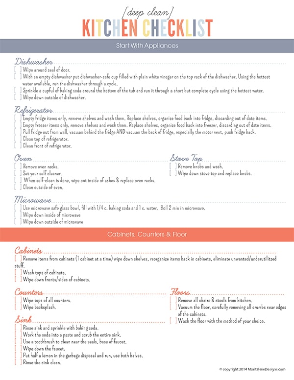 Deep Clean Kitchen Checklist | Free Printable Included