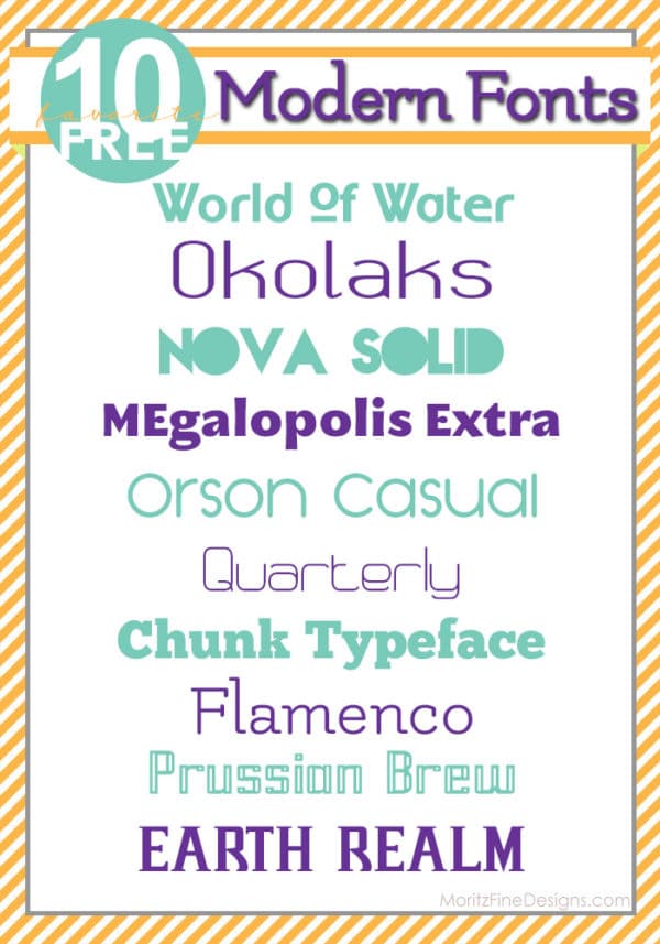 Top 10 Free Modern Fonts from MoritzFineBlogDesigns.com