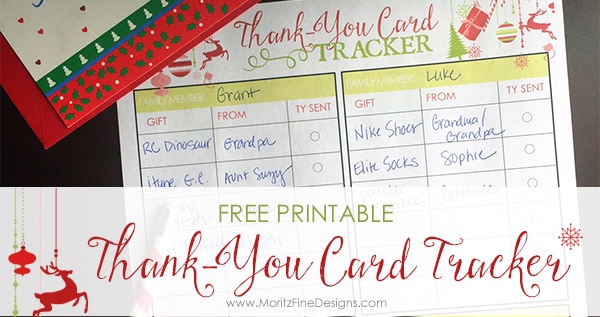 Thank You Note Tracker | Free Printable Included