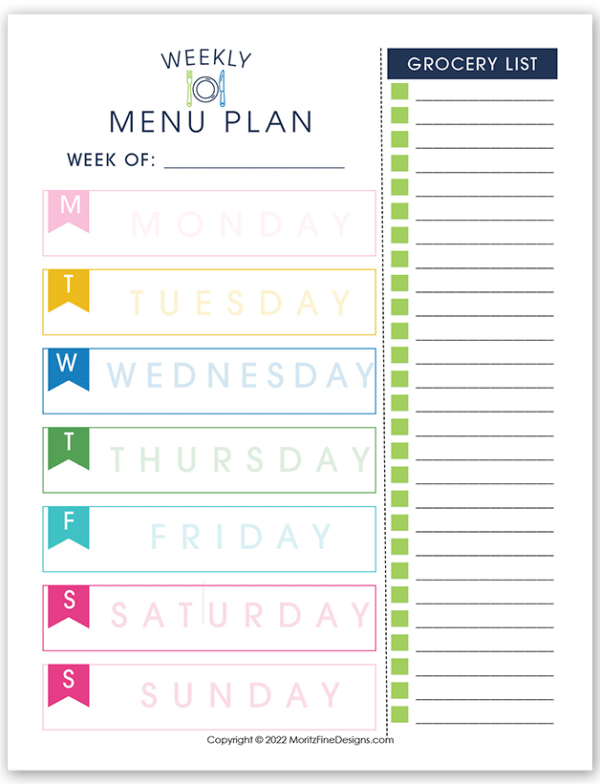 Weekly Menu Planner | Free Printable Download