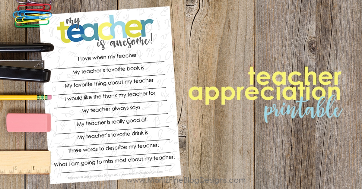 Teacher Appreciation Printable | Free Printable Included