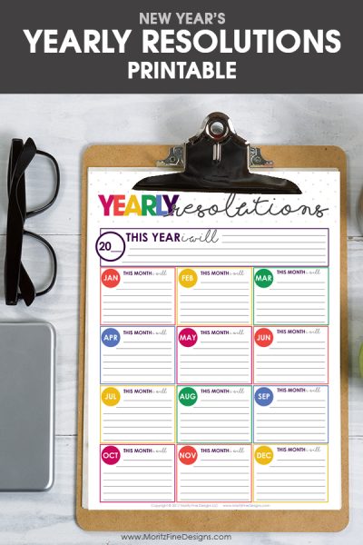 New Years Resolutions Goals Sheet | Free Printable