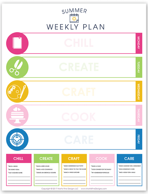 Summer Weekly Plan for Kids | Free Printable Schedule