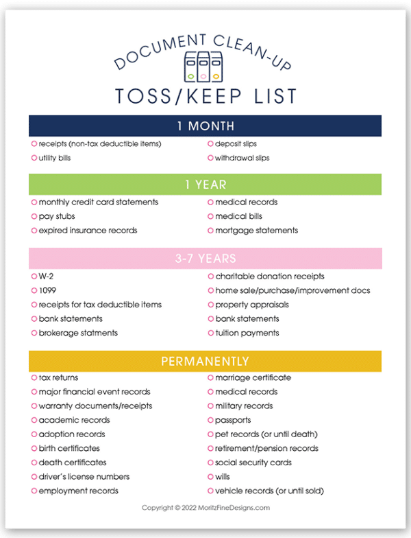 Organize Paper Clutter in 5 Simple Steps | Free Toss & Keep Printable