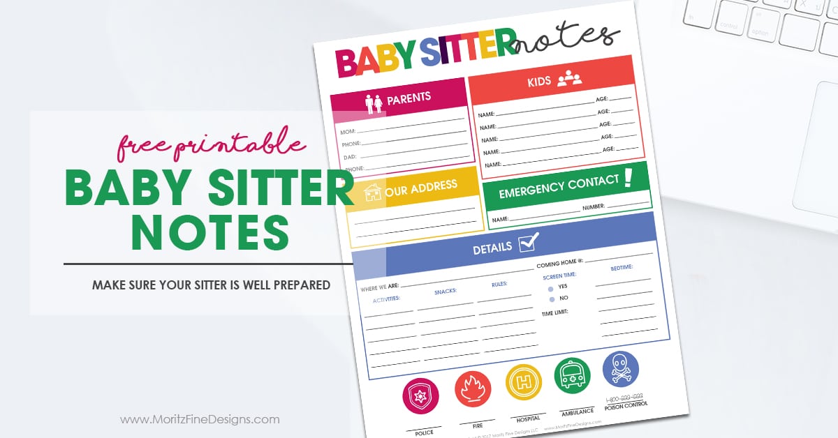 Free Printable Baby Sitter Notes Organization Sheet | Baby Sitter Info