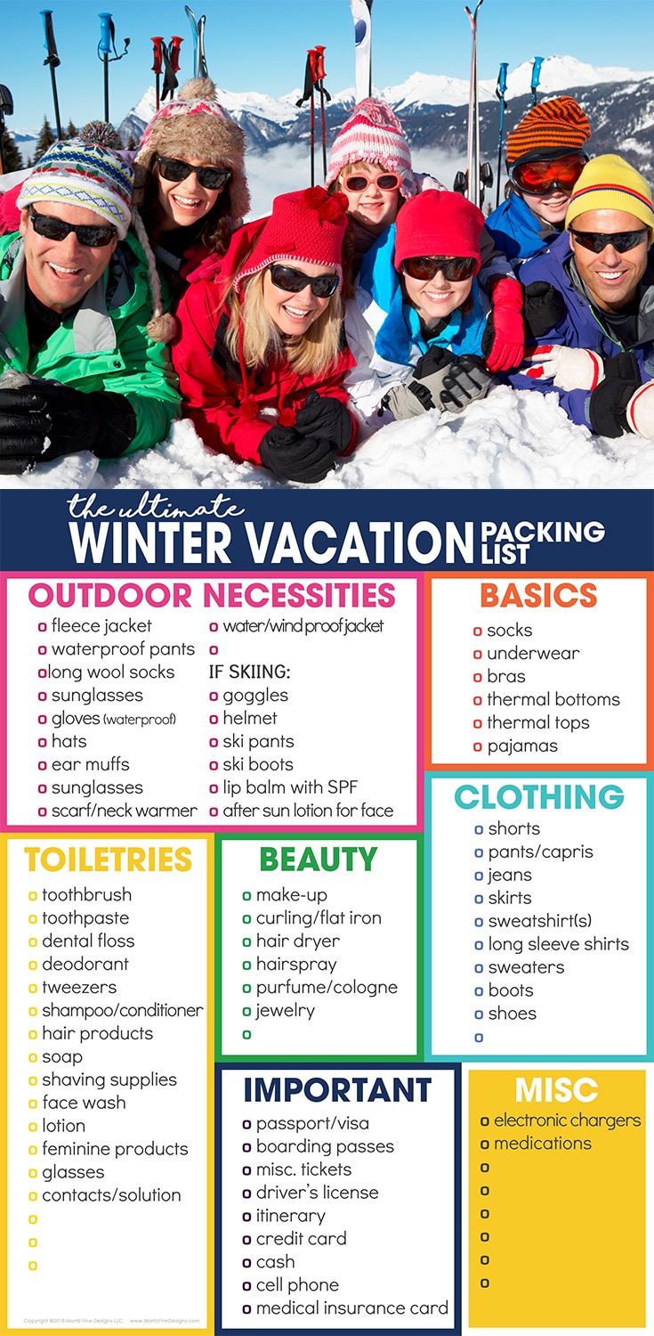 Winter Vacation Packing List For Cold Weather | Free Printable