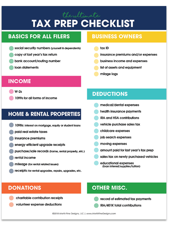 Income Tax Prep Checklist | Free Printable Checklist