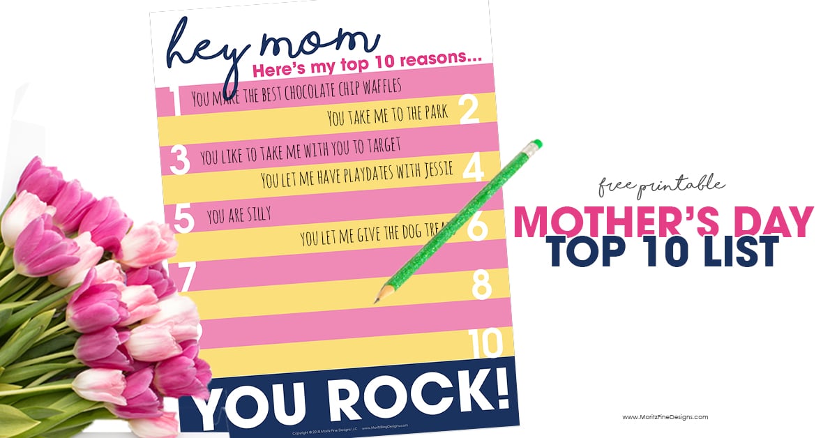 Mother's Day Printable | Top 10 Reasons Mom Rocks