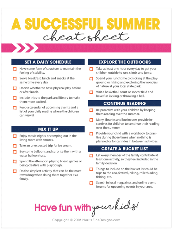 5 Tips for a Successful Summer with Your Kids | Free Printable Checklist