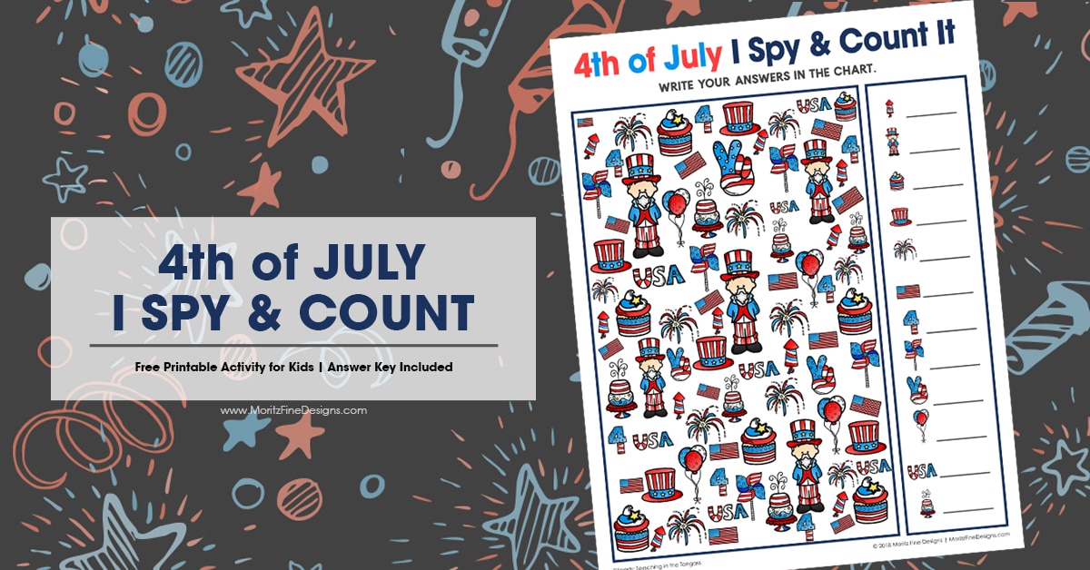 4th of July I Spy & Count It for Kids | Free Printable Activity