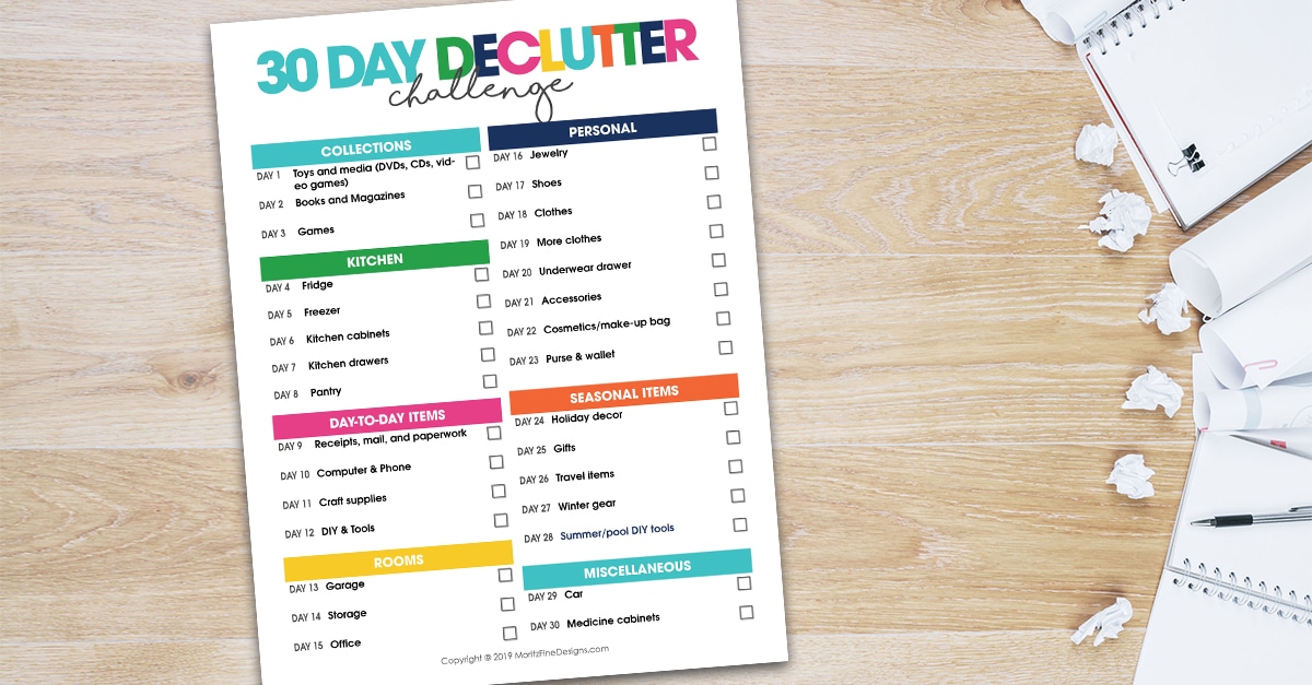 30 Day Declutter Challenge | Free Printable Challenge