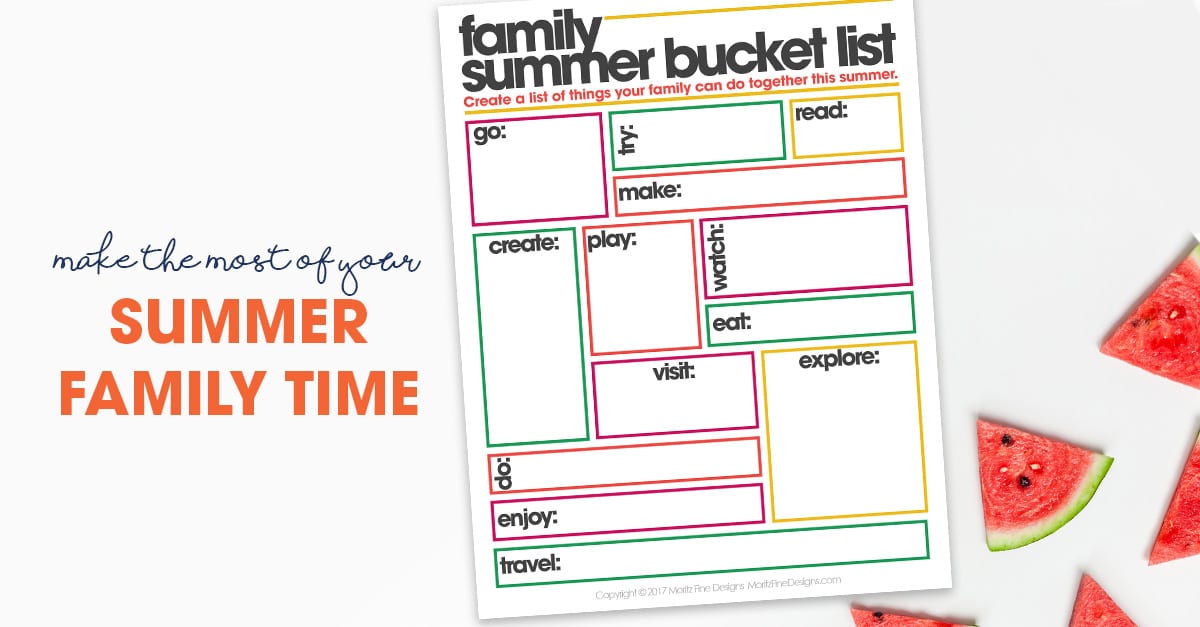 Family Summer Bucket List | Free Printable Download