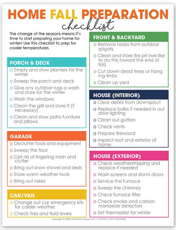 Home Fall Preparation Checklist | Free Printable Download