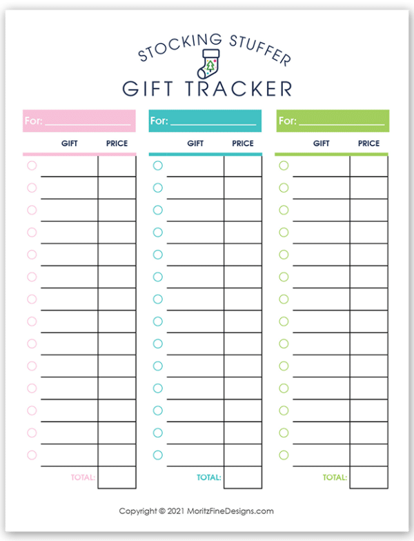 Stocking Stuffer Gift Tracker