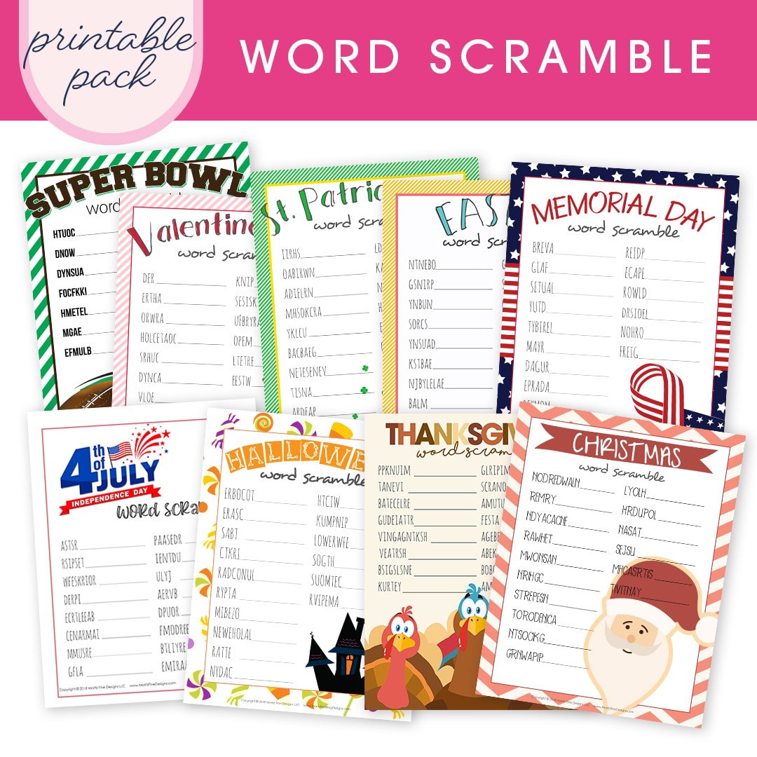 Word Scramble Printable Pack Word Scramble Printable Pack