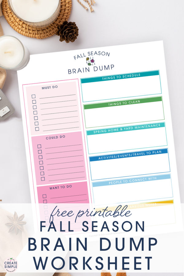 Fall Season Brain Dump Worksheet: Free Printable for a Seasonal Reset