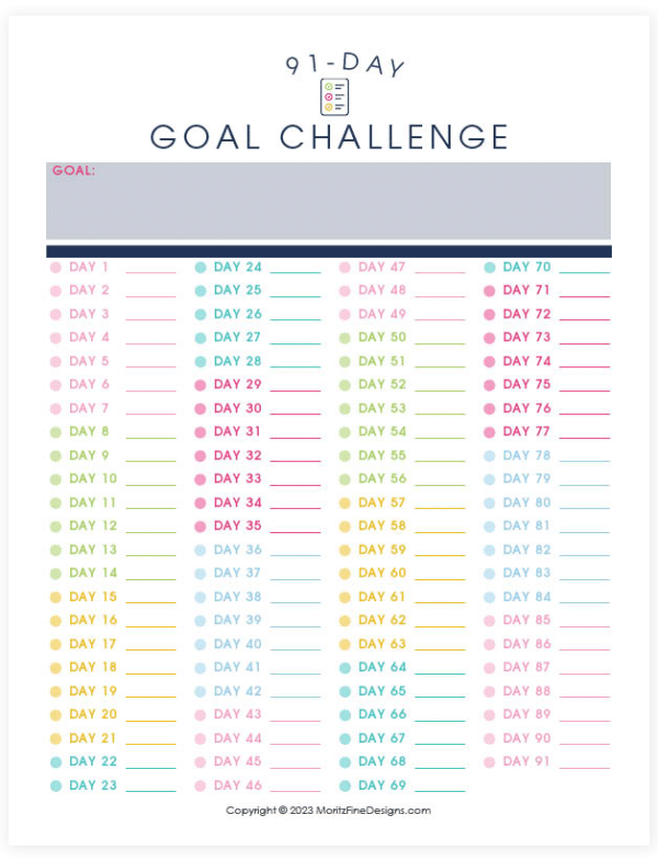 Transform Your Year with the 91-Day Goal Challenge Printable: A Quarter ...
